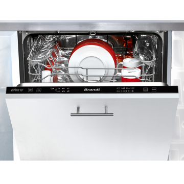 Brandt 60cm BDJ424VLB Built-in Fully Integrated Vortex Dishwasher Blac ...